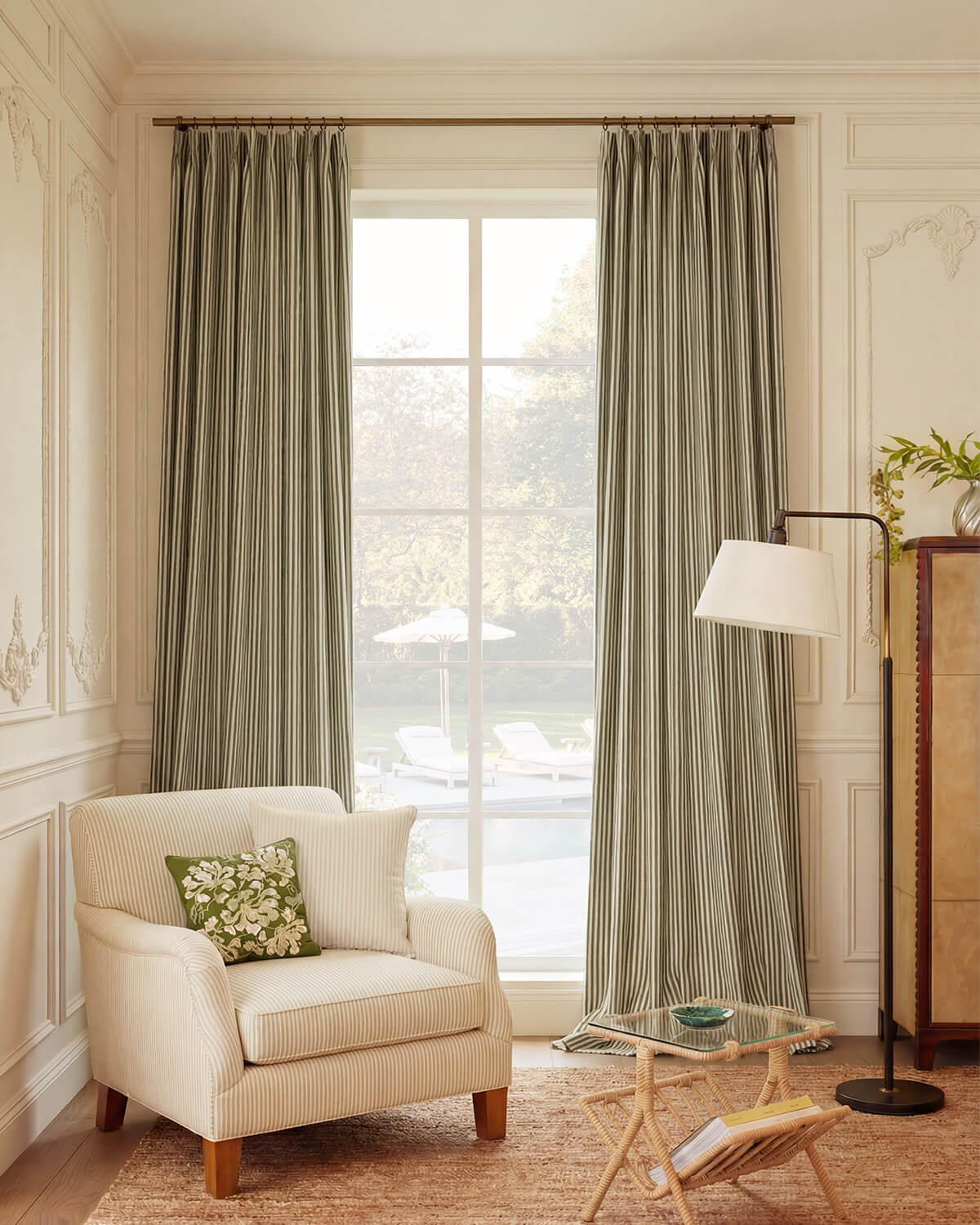 Zaria Striped Linen Light Blocking Curtains | THREE GIRLS